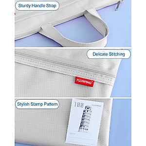 Pendancy Mesh Zipper Pouch 11x13.7 in, Large Double Pocket Waterproof File Bag with Handle, A4 Size Foldable Document Storage for Puzzle Project/Cross Stitch/Travel/Office（Gray）