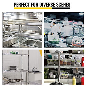 VEVOR Double Overshelf, Double Tier Stainless Steel Overshelf, 60 in. Length x 12 in. Width Double Deck Overshelf, Height Adjustable Overshelf for Prep & Work Table in Kitchen, Restaurant and Workshop