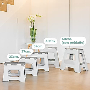 Vigar Compact Foldable Stool, 12-1/2 inches, Lightweight, 330-pound Capacity Non-Slip Folding Step Stool, Gray