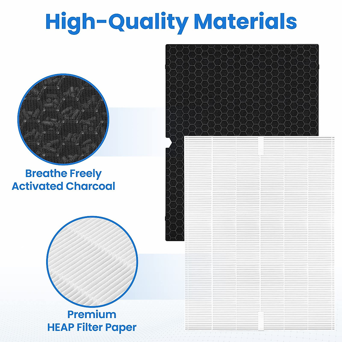 Mestica 116130 Replacement Filter H Compatible with Winix 5500-2 Air Purifier, 2 Sets H13 Grade Ture HEPA Filters and Activated Carbon Filters for 99.97% Removal, High-Efficiency 5500-2 Filter