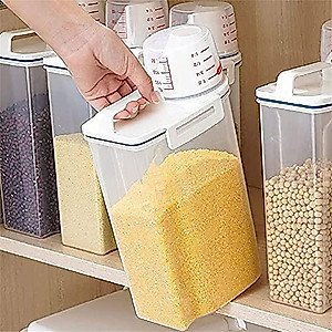 MBETA Cereal Container Storage Bucket,Household Food Container Cereal Storage Box With Airtight Design Measuring Cup Pouring Spout,For Oatmeal,Cereal,Muesli,Noodles,Flour Storage.