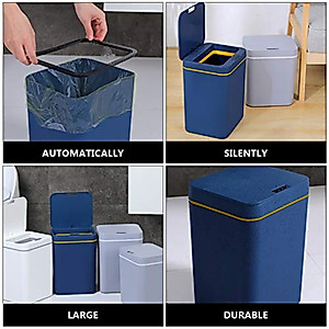 Hemoton Automatic Trash Can Motion Sensor Kitchen Garbage Bin Touchless for Bedroom Bathroom 16L Blue