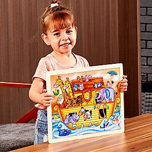 ExploraToy Noah Jigsaw Puzzles for Toddlers Age 3-5, 48pcs Preschool Educational Learning Toys Sets Gift for Baby Infants Boys and Girls (Noah's Ark…)