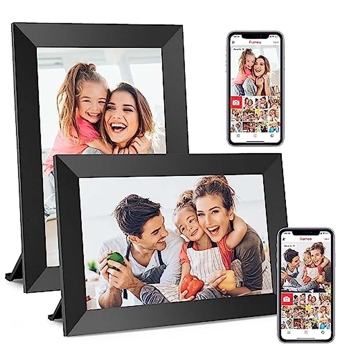 Frameo 10.1 Inch WiFi Digital Picture Frame, 1280x800 HD IPS Touch Screen Photo Frame Electronic, 32GB Memory, Auto-Rotate, Wall Mountable, Share Photos/Videos via Frameo App from Anywhere 2 Pack