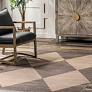 nuLOOM Simple Diamond Easy-Jute Machine Washable Area Rug, 5' x 8', Brown