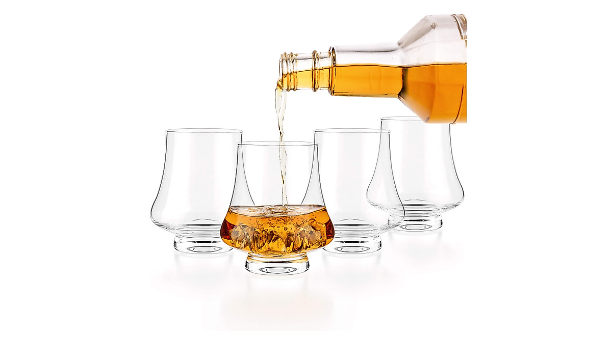 LUXBE Bourbon Whisky Snifter Glass Set - 4 Handcrafted