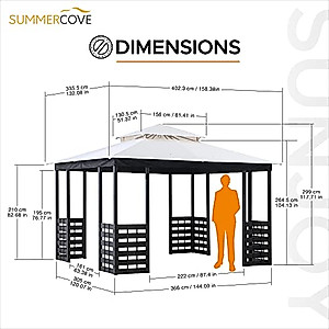 SummerCove Brook Park Outdoor Patio Steel Frame 11 x 13 ft. 2-Tier Soft Top Gazebo with White Canopy Roof for Garden, Backyard, and Lawn Activities