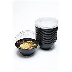 BUHAYA 25 Meal Prep Containers 36oz | Noodle Bowl, Food Storage, Stackable, Reusable Food Storage Containers with Lids | Microwave, Dishwasher, Freezer Safe | Catering, Takeout Food Containers