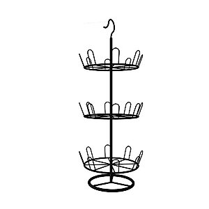 TANGGU Spinning Round Shoe Organizer Rack,Revolving Shoe Rack Iron Shoe Tree Rack,Standing Circular Shoe Rack Rotating Shoe Rack(3 Tier,Black)