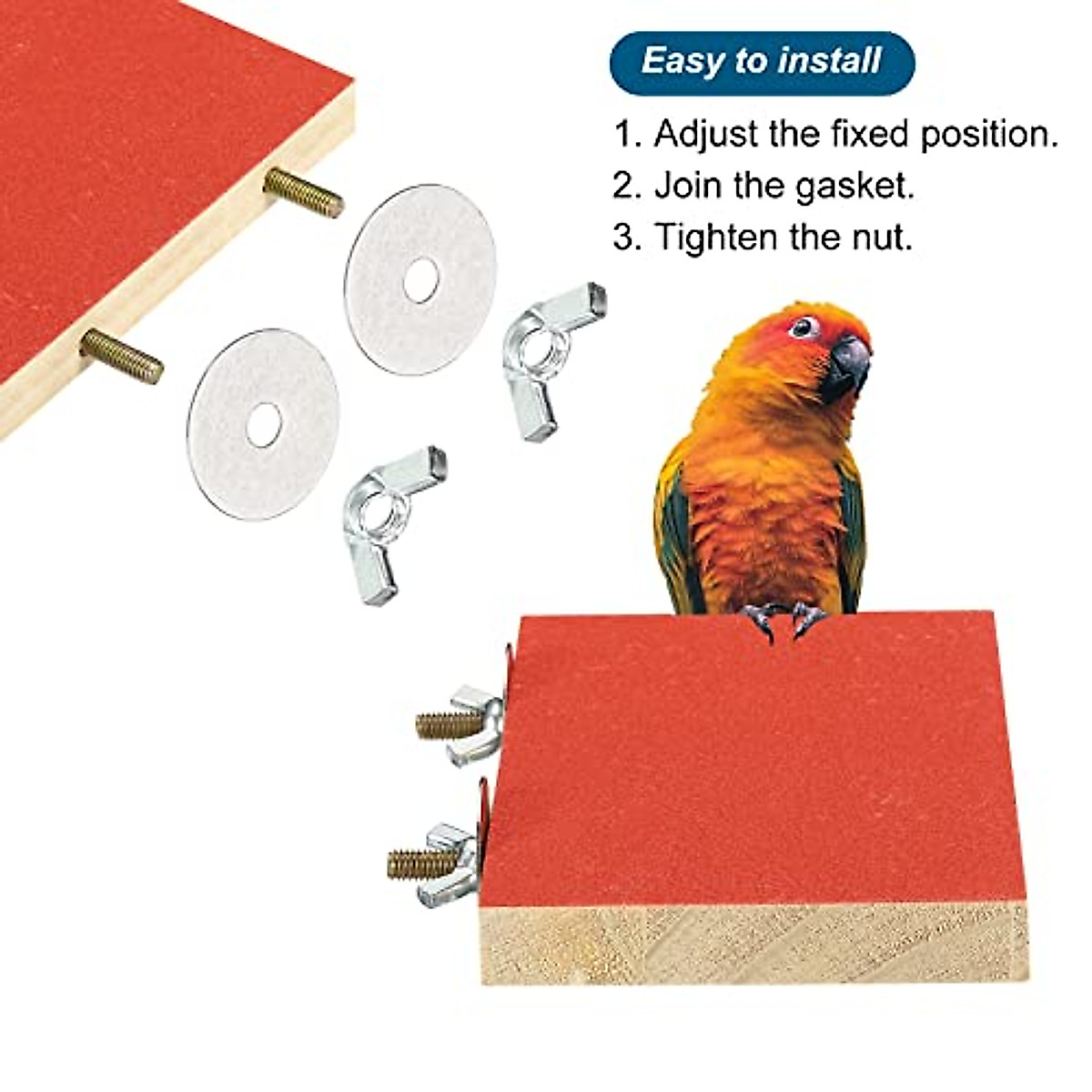 PATIKIL Bird Perch Stand Platform, 1 Set Parrot Stand Platform Playground Paw Grinding Clean for Parakeet Cockatiel Cage Accessory, Red Yellow