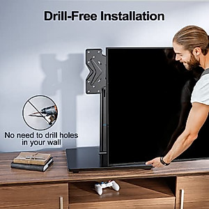 PERLESMITH Swivel Universal TV Stand/Base - Table Top TV Stand for 19-43 inch LCD LED TVs/Monitor/PC - Height Adjustable TV Mount Stand with Tempered Glass Base, VESA 200x200mm, PSTVS07