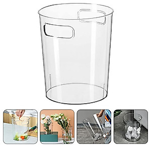 FOMIYES Waste Basket Clear Wastebasket Trash Bin with Handle Round Garbage Container Bin Small Acrylic Trash Can Plastic Wastebasket for Bathroom Bedroom Kitchen Home Office Dorm