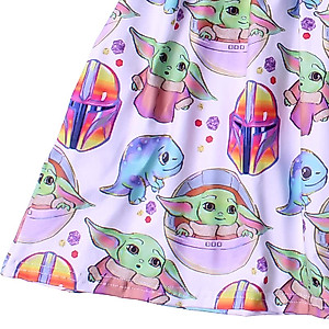 JXAUDEKK Baby Girls Summer Dress Yoda Baby Boutique Clothing Flutter Sleeve Cartoon Dress (4T, A)