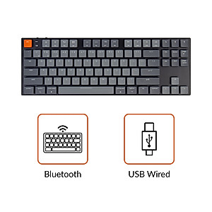 Keychron K1, Tenkeyless Layout 87 Keys Ultra-Slim Bluetooth Wireless/USB Wired Mechanical Keyboard with Low-Profile Gateron Red Switch White LED Backlight Compatible with Mac Windows-Version 5