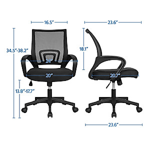 Yaheetech Office Chair Ergonomic Desk Chair Mid-Back Big Cheap Computer Chair Mesh Swivel Chair with Lumbar Support