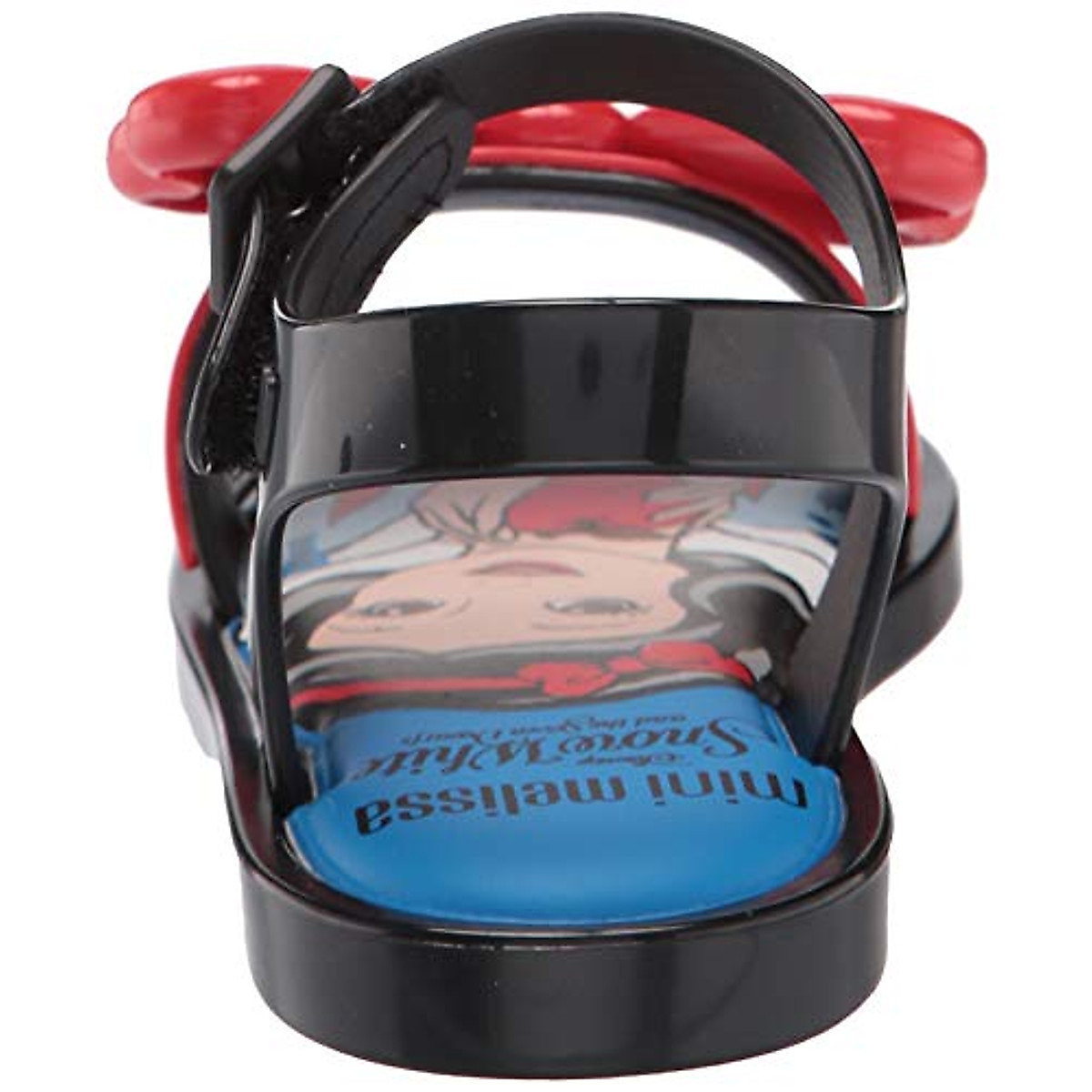 Mini Melissa Baby-Girl's Mini MAR Sandal + Snow White Slipper, BLK Glossy, 7 Medium US Toddler