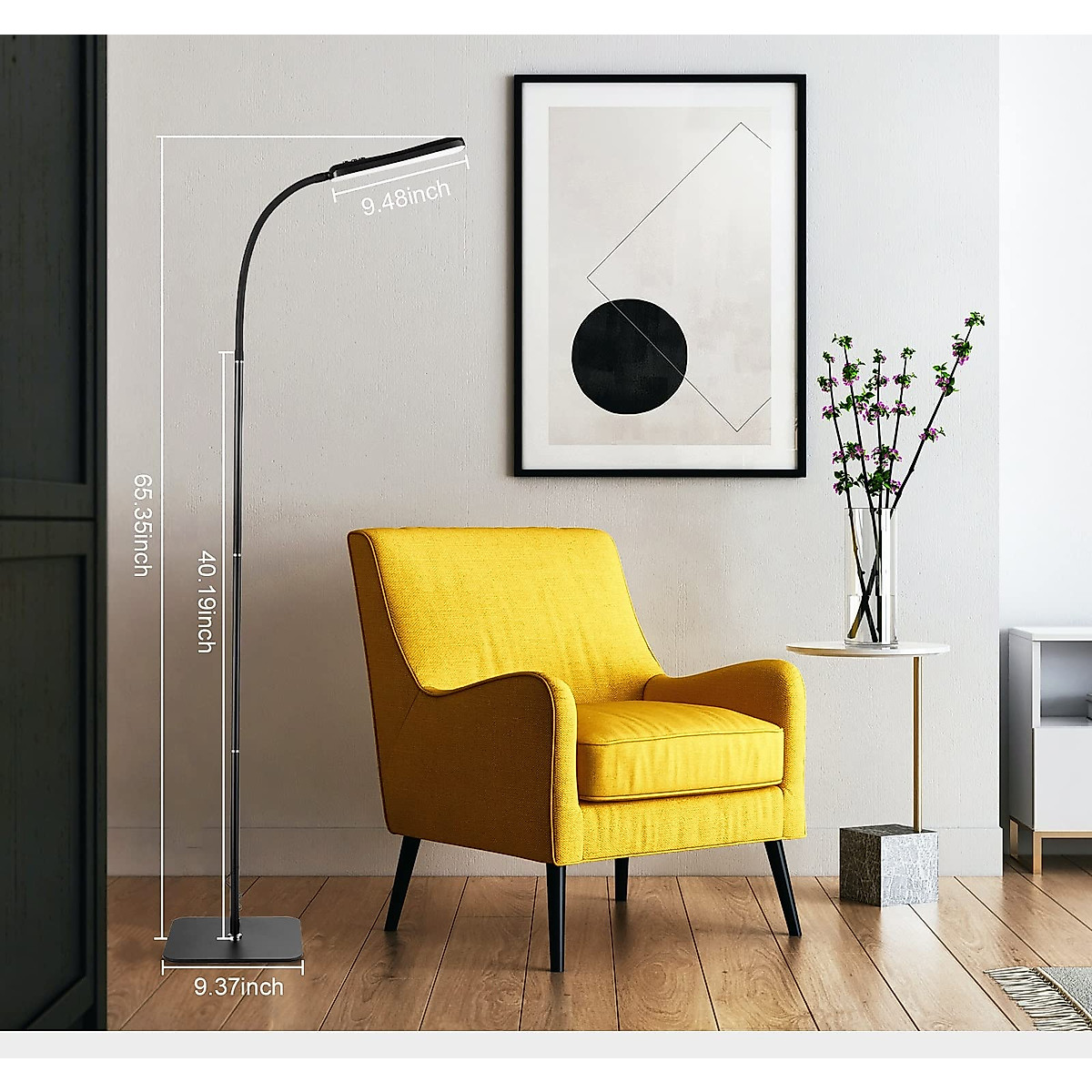 GMK Smart LED Floor Lamp, Standing Lamp Compatible with Alexa Google Home, App Remote Control 10-100% Brightness Reading Lamp Stepless Dimmer Adjustable 2700-6500K for Bedroom Living Room Office