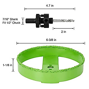 HLOFIZI 6-3/8 Hole Saw for 6" Recessed Lights, Carbide Grit Holes Saw Cutting Plaster Drywall Ceiling Sheetrock, Green