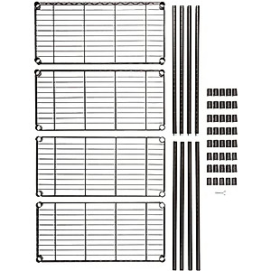 4-Shelf Adjustable, Heavy Duty Storage Shelving Unit (350 lbs Loading Capacity per Shelf), Steel Organizer Wire Rack, Black (36L x 14W x 54H)