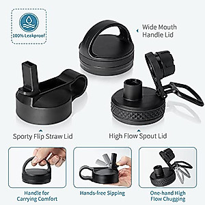 Water Bottle Insulated, INSPI Gallon Water Bottle with Straw&3 Lids, Large Wide Mouth Triple Wall Vacuum Stainless Steel Metal Hydro Jug, Keep Cold for 48Hrs and Hot for 24Hrs, (Indigo/Black, 128oz)