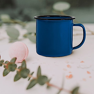 Operitacx Enamel Coffee Mug Camping Cup: Vintage Tin Tea Cup Metal Beer Mugs Water Drinking Cup for Outdoor Hiking Travel Picnic Milk Beverage Drinks Blue