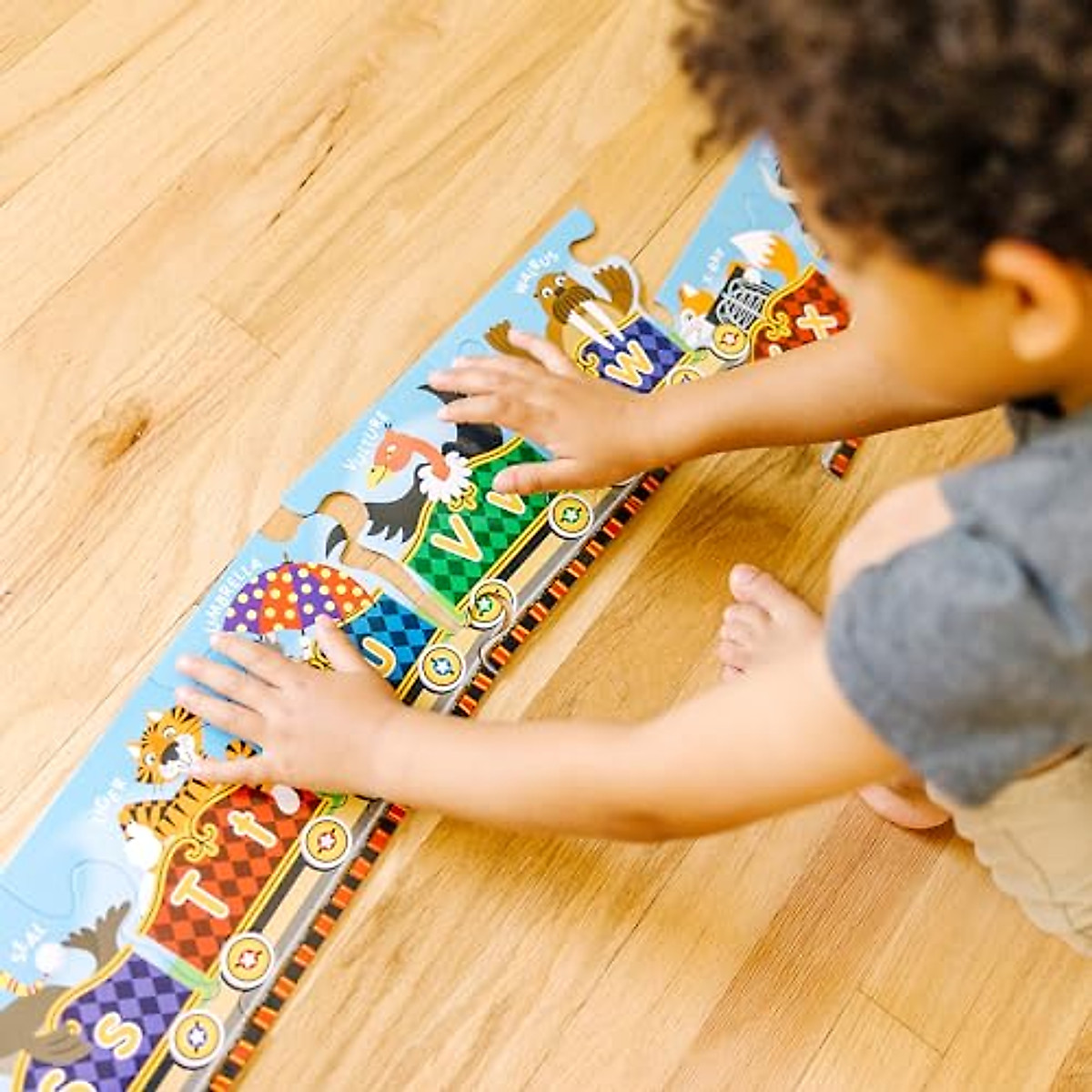 Melissa & Doug Alphabet Express Jumbo Jigsaw Floor Puzzle (27 pcs, 10 feet long) - FSC Certified