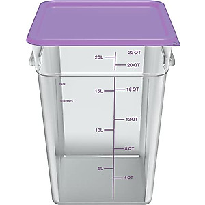 Carlisle FoodService Products Squares Square Food Storage Container with Stackable Design for Catering, Buffets, Restaurants, Polycarbonate (Pc), 22 Quarts, Clear