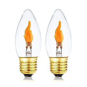Sunaiony LED Flickering Light Bulbs E26 Flame Effect Bulb Standard Base, Fire Light Bulbs for Halloween Christmas Decoration, 2 Pack