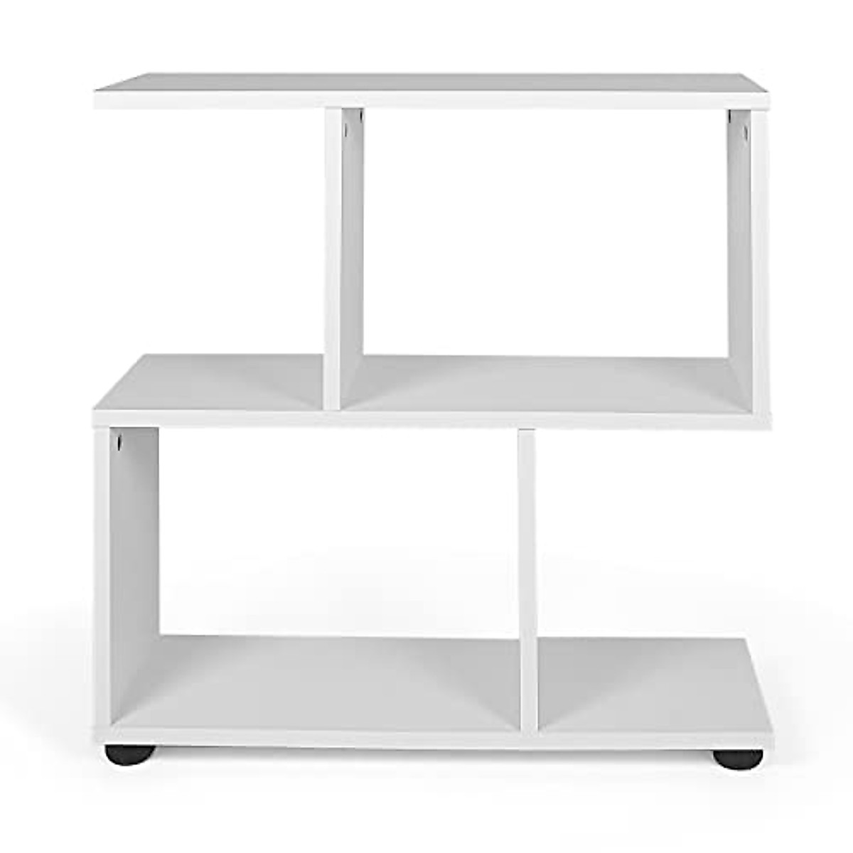 Giantex 3-Tier Geometric Bookshelf, 24’’ Tall Wood S-Shaped Display Shelves with Thick Foot Pads, Freestanding Open Shelves Nightstand, Floor Standing Display Shelf Bookcase