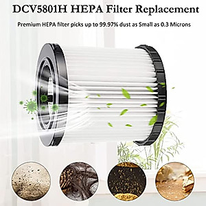DCV5801H HEPA Replacement Filter for DeWalt DCV580 & DCV581H Wet/Dry Vacuum, Washable and Reusable (2 PACKS)