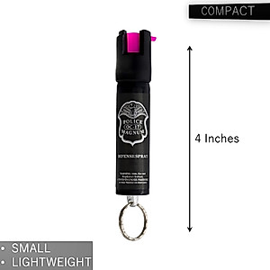 Police Magnum Compact Pepper Spray Self Defense- Strong Built-in Keychain Holder- Made in The USA- 1 Pack 3/4oz Hot Pink Twist Lock Keyring