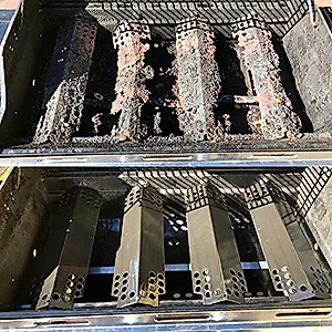 Adviace Grill Replacement Parts for Charbroil 463436215, 463436214, 463436213, 467300115, 463234413, 466342014 Gas Grills, 15" Heat Plate, 4 Pack Porcelain Steel Heat Tent Shield for CharBroil