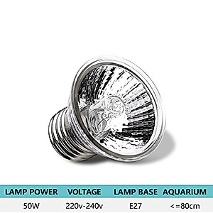 XJhoma Reptiles Habitat Sun Heat Lamp Bulb UVA/UVB Used on E27 Lamp Light Base(Not Included) [Power:50W, Voltage:220V, 4PCS]