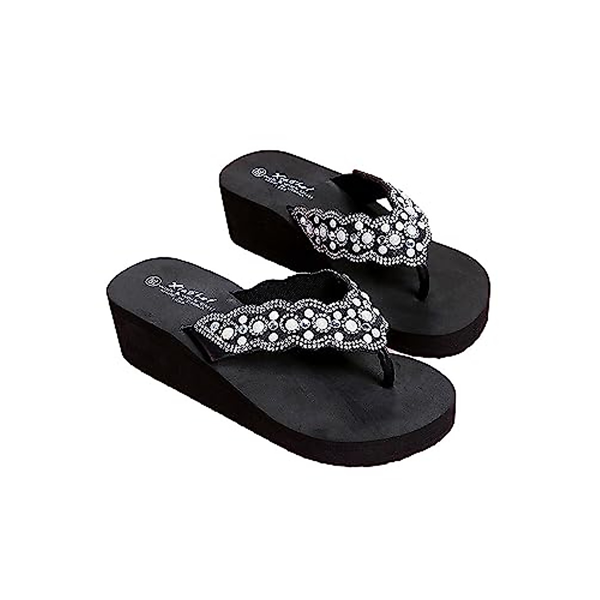 Gomelly Ladies Flip-flops Beach Thongs Sandals Summer Wedge Sandal Comfort Platform Casual Shoes Womens Indoor Outdoor Black 8