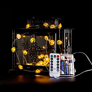 Halloween Decorations Outdoor, LED Pumpkin Lights, Battery Operated with Waterproof 8 Modes Twinkle Lights, for Halloween Party Home Garden Tree Porch Decoration