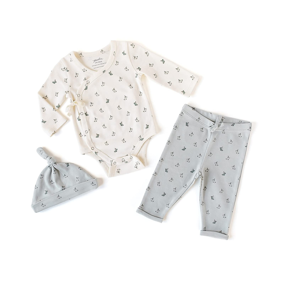 PEHR Kimono 3-Piece Set Hatchling Bunny / 3-6 mos.,Sea