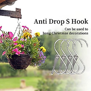 GEZIDEA S Hooks Stainless Steel Heavy Duty S Hooks Anti Drop for Work Shop,Wardrobe,Office,4Pieces