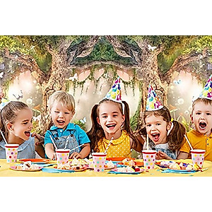 Leowefowa 7x5ft Vinyl Spring Backdrop Fairy Enchanted Flower Fairytale Forest Jungle Photo Background for Party Photoshoot Newborn Baby Kids Children Photography Studio Props Enchanted Forest Backdrop