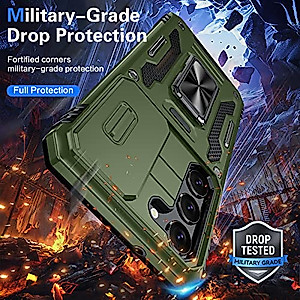 GOLDJU for Samsung Galaxy S23 Case, [4 in 1] Galaxy S23 Case with [2P Tempered Glass Screen Protector] & [Metal Ring Kickstand] Rugged Full-Body Protection Case for Samsung S23 6.1'' (Green)