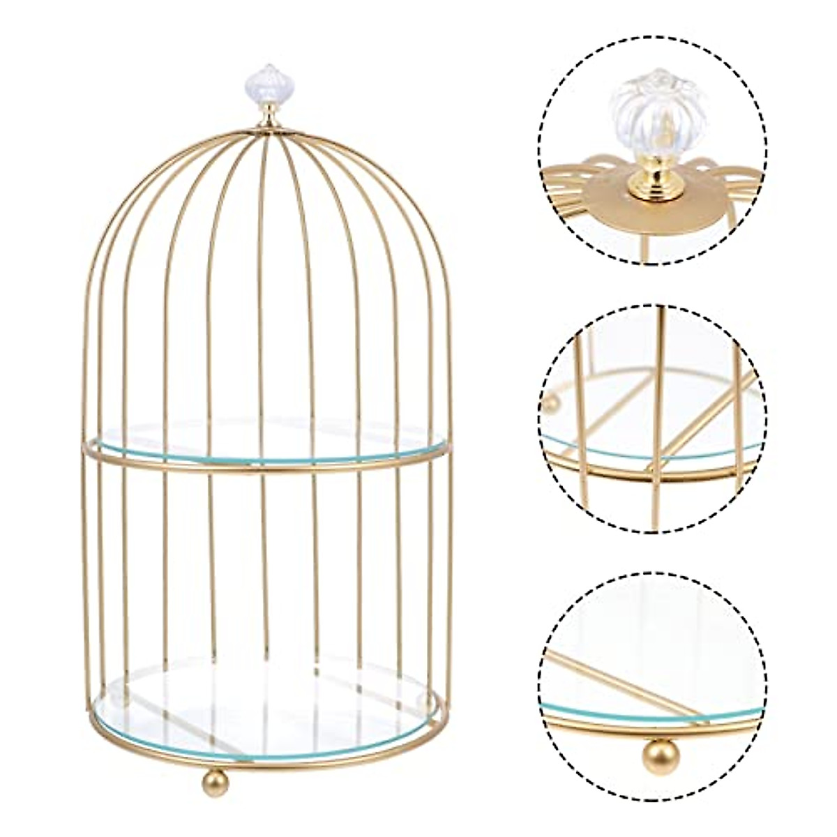 DOITOOL Gold Bird Cage Cake Stand 2 Tier Serving Tray, 2 Tier Cupcake Stand for Dessert Table Display, Tiered Serving Tray for Party Wedding Baby Shower for Cupcakes Fruits Dessert Snacks ( 2 Tier )