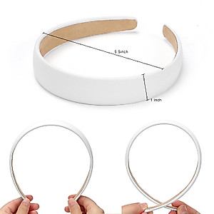 WantGor 1 Inch PU Leather Headband, Wide Padded Hairband Fashion Hair Bands Cute Womens Headbands Holiday DIY Hair Accessories (White)