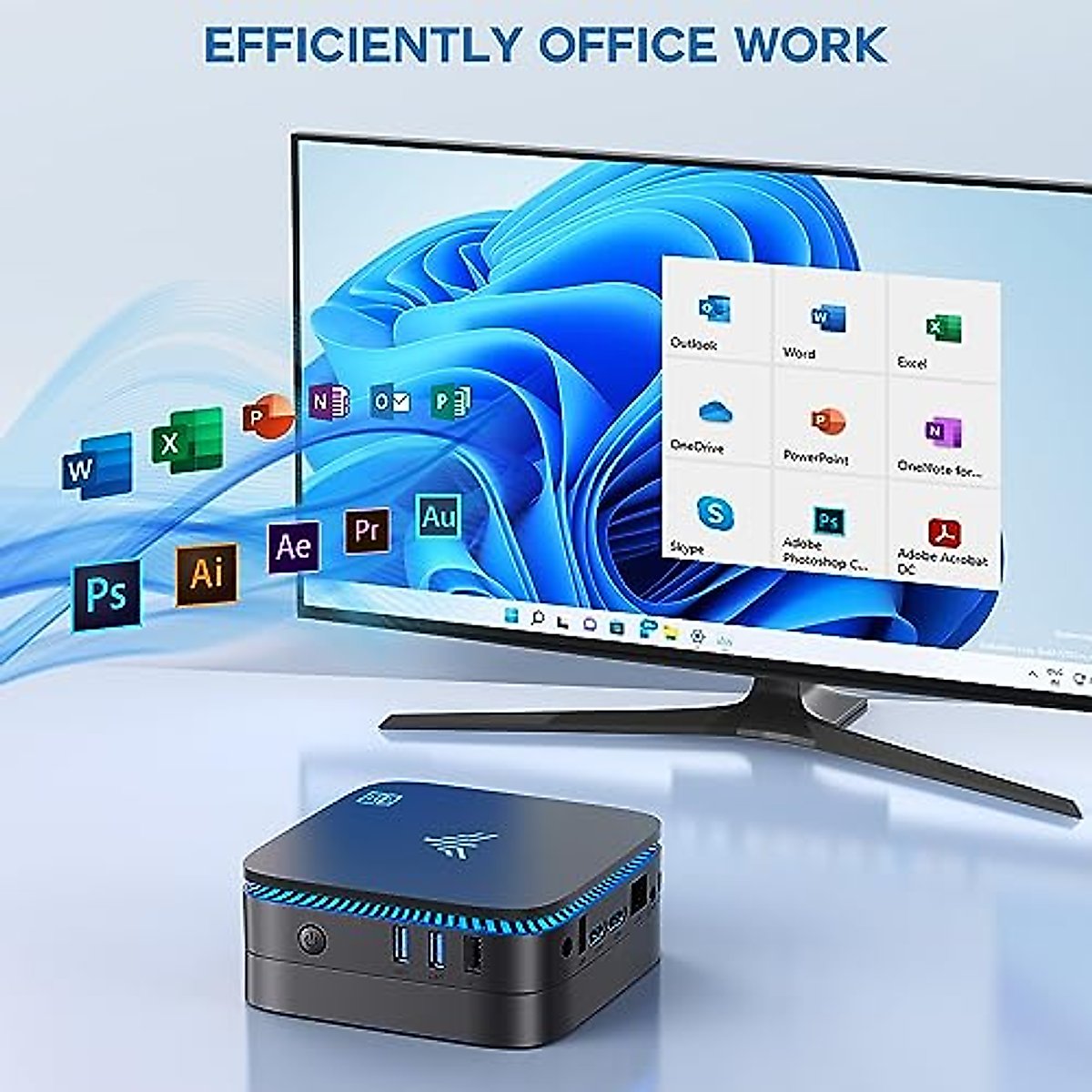 KAMRUI Mini PC 16GB RAM, AK1Plus Mini Computer with Intel Alder Lake N95(up to 3.4 GHz), 512GB M.2 SSD Small Desktop Computers Support 4K UHD/HDMI 2.0/LAN/Dual-Band WiFi for Work Study Design