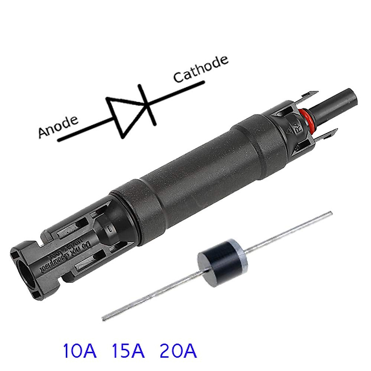 BAYM Solar Panel PV Cable Connector Built in 20A Diode in-Line Fuse Solar Wire Connector Solar PV System IP68 Waterproof Anti-backflow(10pcs)