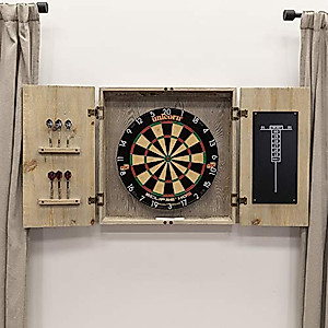 American Legend Barnwood Dartboard Cabinet with Wheat Finished Barn Style Doors - Dartboard Not Included