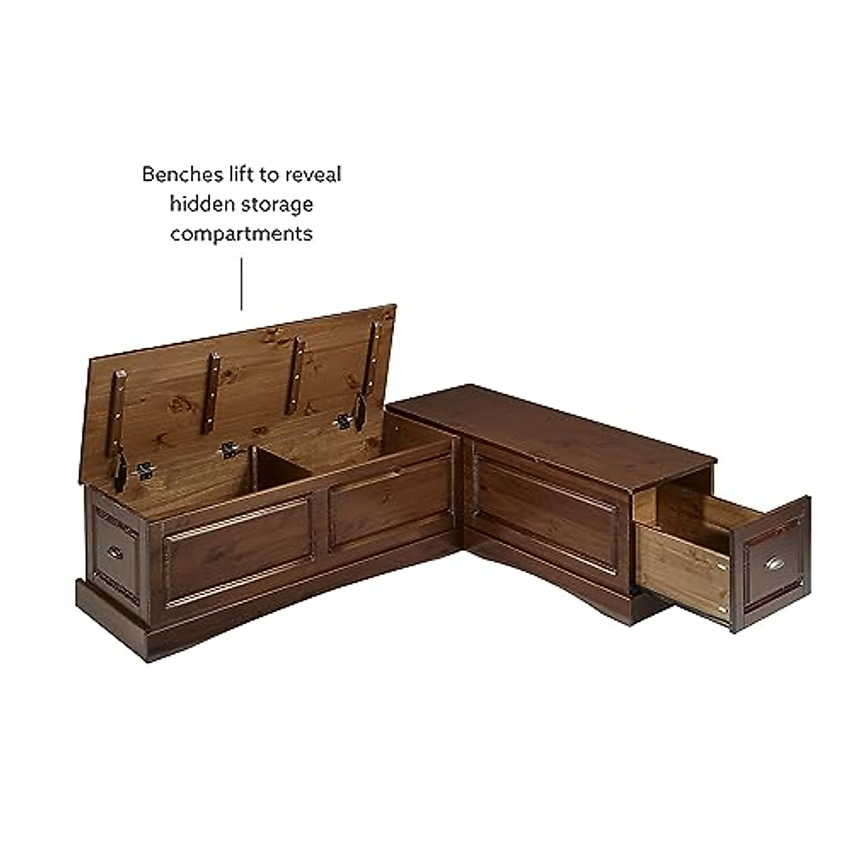 Linon Shipley Backless Nook, Walnut