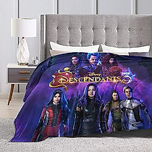 ASAYNOSMCA Descen-dants Blanket Fleece Blanket Throw Lightweight Super Soft Microfiber Plush Throw Blanket Cozy Nap Luxury Couch Bed Warm Blanket, Black, 50''x40''