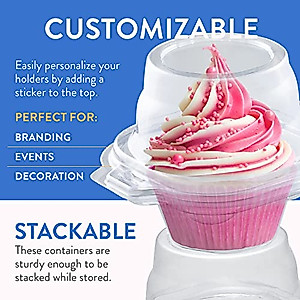 Individual Cupcake Containers (50 Pack) | Clear Plastic Disposable Cupcake Boxes/Holders | Single Cupcake Holder with Dome Lid Bulk | BPA-Free Plastic Cupcake Muffin Container Carrier Boxes to Go