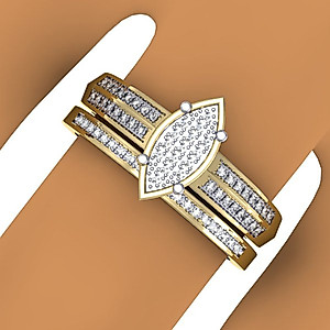 Dazzlingrock Collection 0.30 Carat (Cttw) 14K Round Diamond Men's & Women's Engagement Ring Trio Ring Set 1/3 CT, Yellow Gold