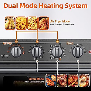 WEESTA Air Fryer Toaster Oven Combo, 24 QT Large Air Fryer, 7-in-1 Convection Toaster Oven with Air Fryer, Roast, Bake, Broil, Reheat, Large Toaster Oven, 5 Accessories & E-Recipes, UL Certified, Up to 450°F, 1500W, Dark Gray