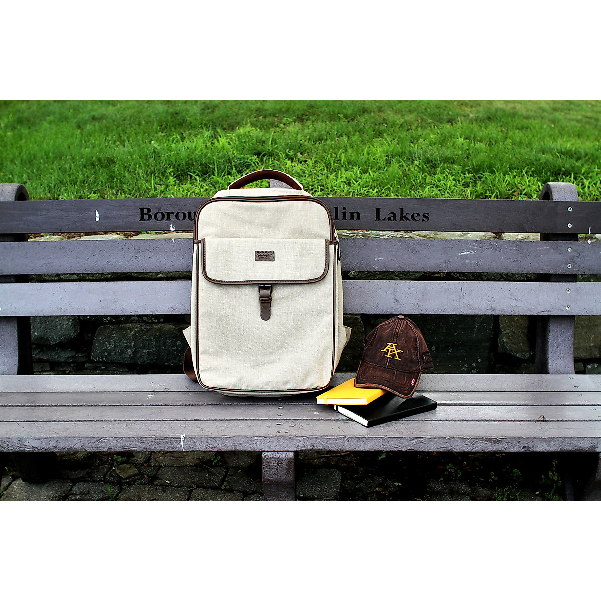 J World New York Class Laptop Backpack, Sand, 18 X 13 X 6 (H X W X D)